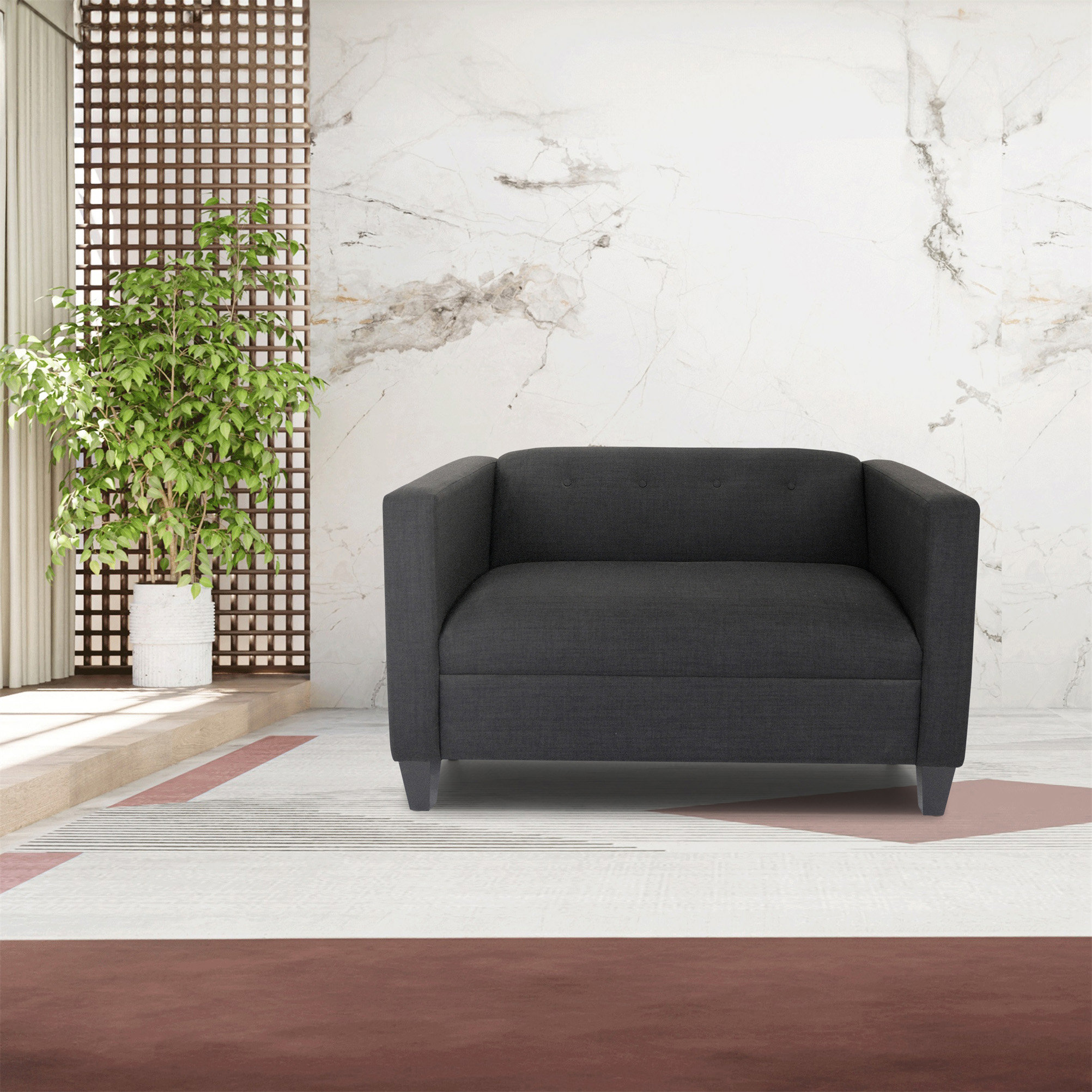 Latitude Run® Ernal Black Loveseat Sofa For Living Room | Wayfair