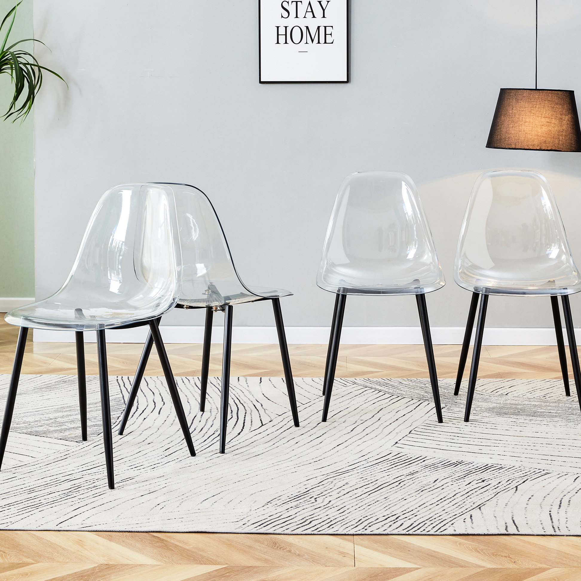 Latitude Run® Transparent Chair - Plating Metal Leg Ergonomic Seat ...