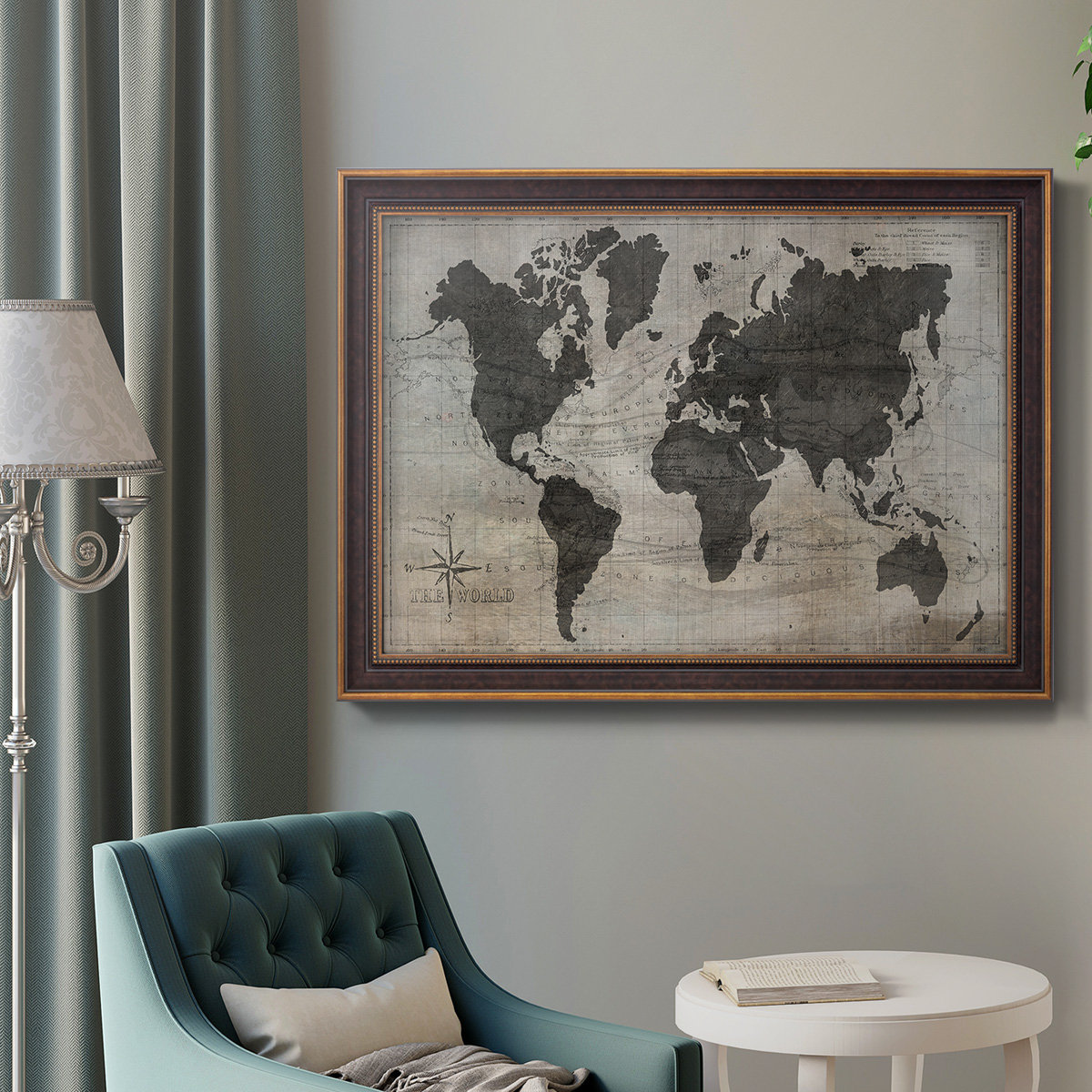 Red Barrel Studio® World Map Framed On Canvas Graphic Art | Wayfair