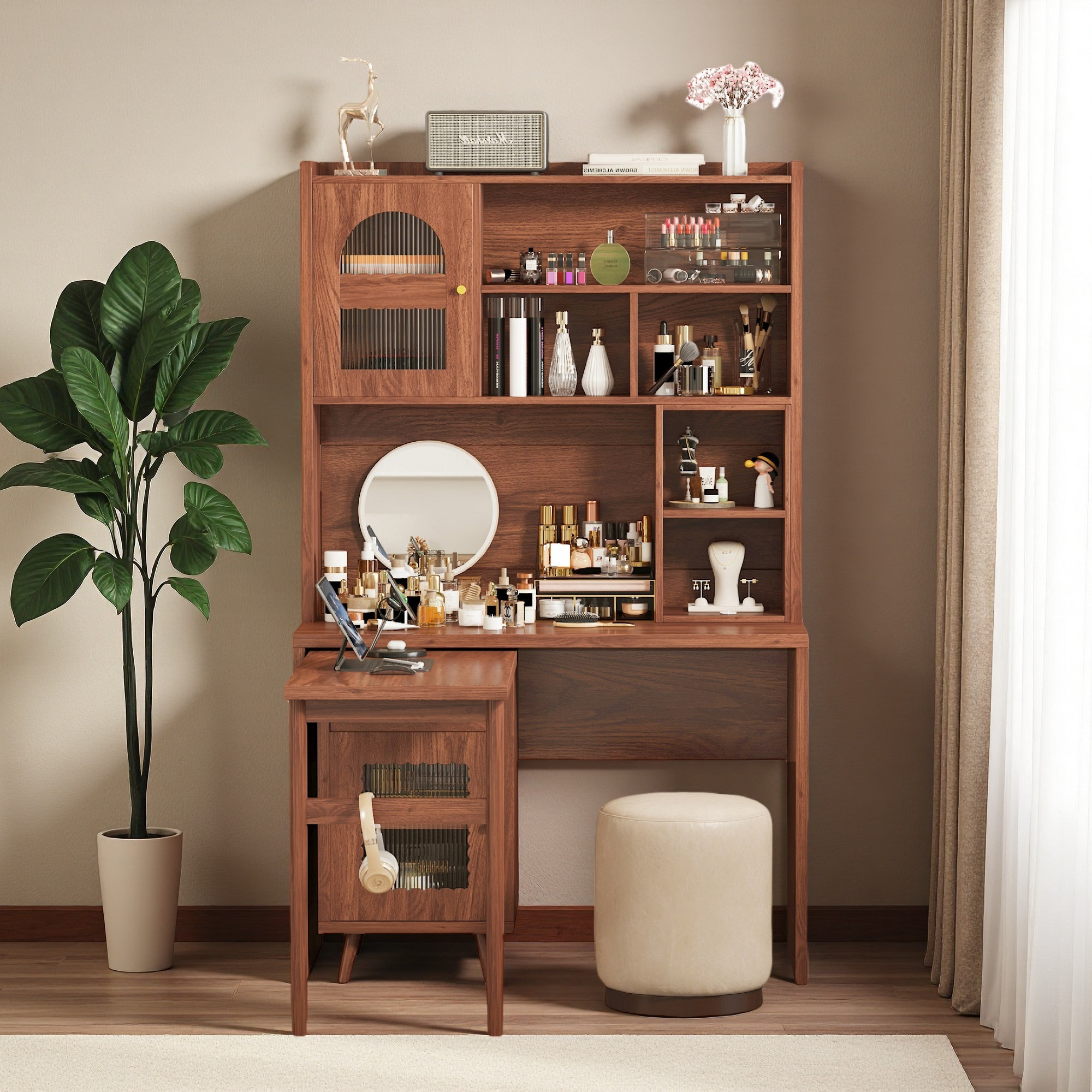 George Oliver Computer Desk With 90 Degree Rotating Desktop, 43X70 Inch ...