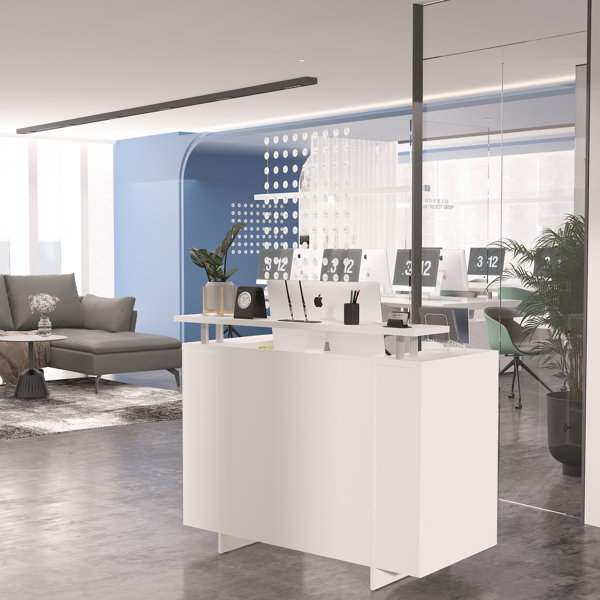 Inbox Zero Neithen Rectangle Manufactured Wood Reception Desk | Wayfair