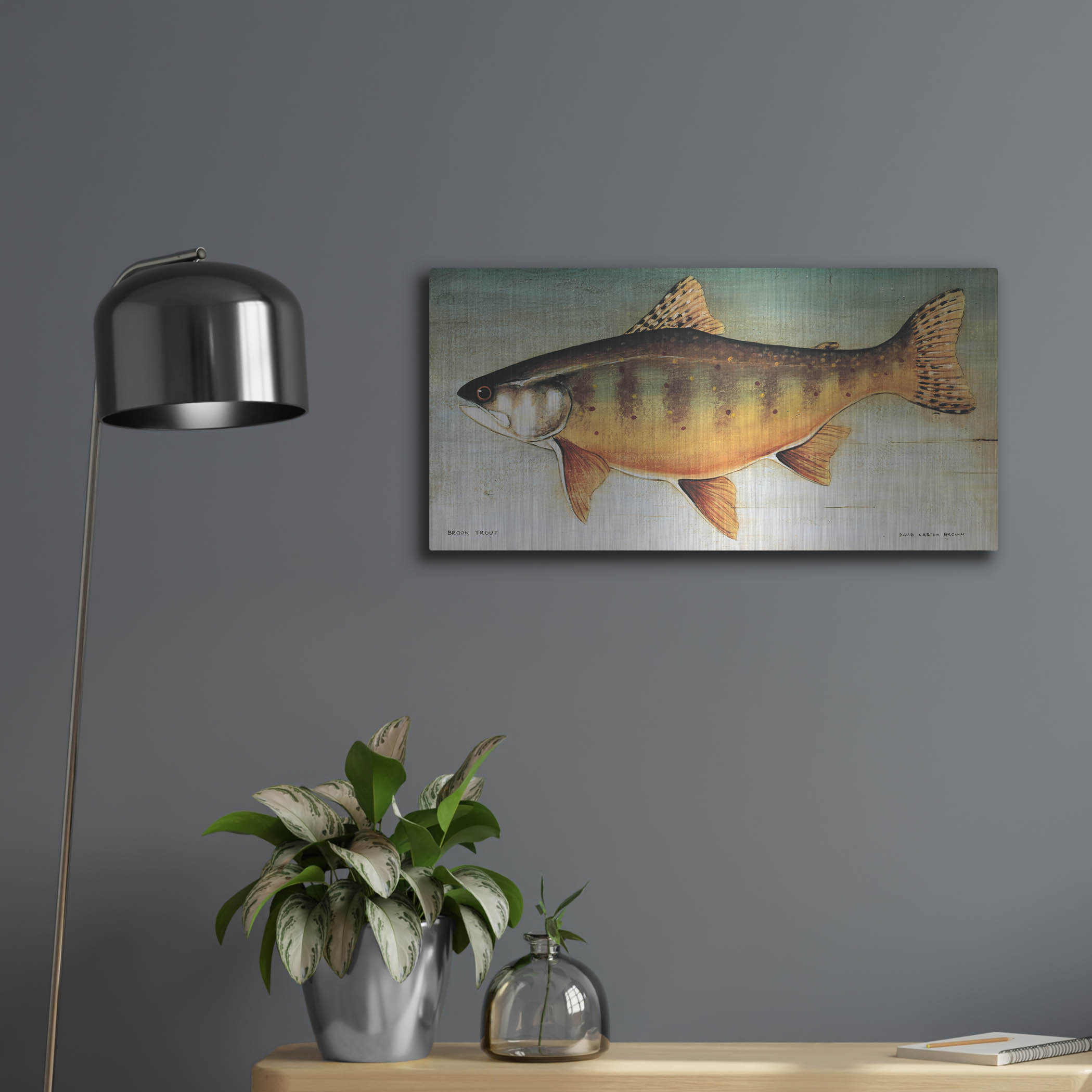 Highland Dunes 'Brook Trout No Border' by David Carter Brown Metal Wall ...
