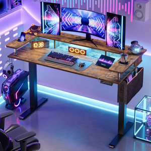 Steelside™ Labelle 58.1'' W Standing Desk Adjustable Height, LED Gaming ...