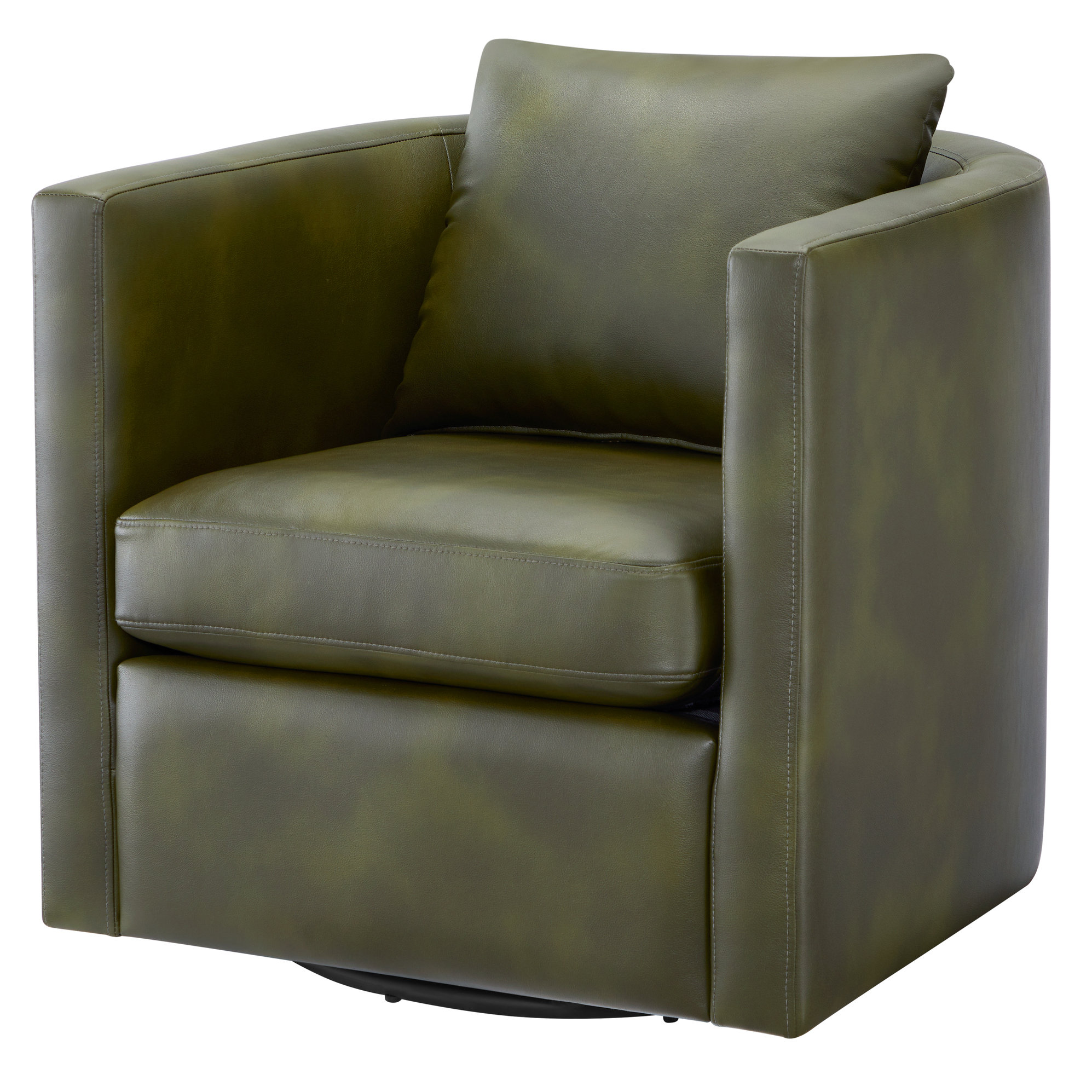 Hokku Designs Faux Leather Swivel Chair With Performance Fabric ...