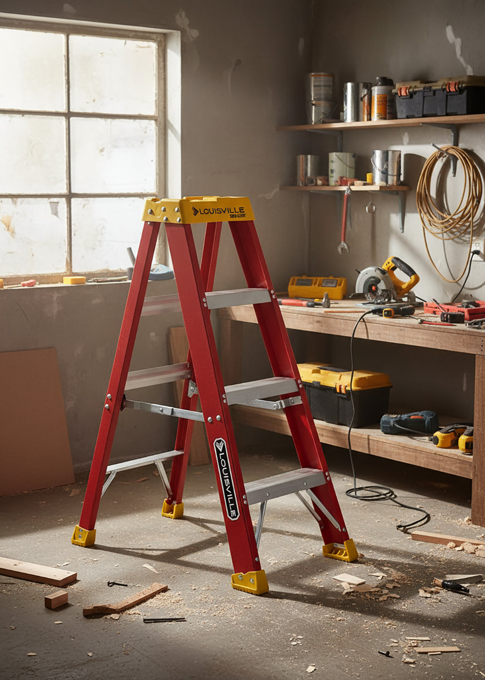 WFX Utility™ 4-Foot Red Fibreglass Ladder, 300 Lbs Capacity, Type IA ...