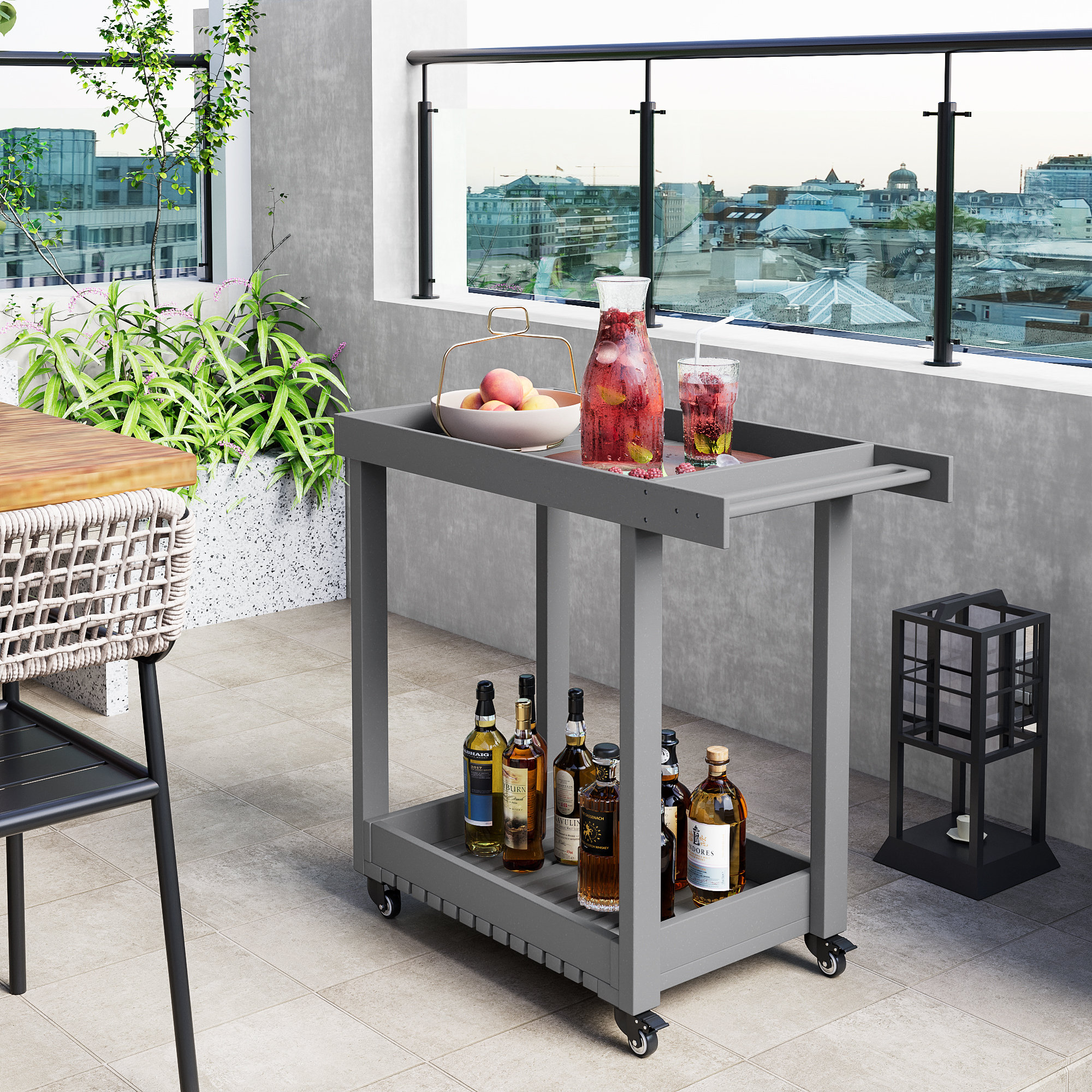 Ebern Designs Ezreal Wood Bar Cart | Wayfair