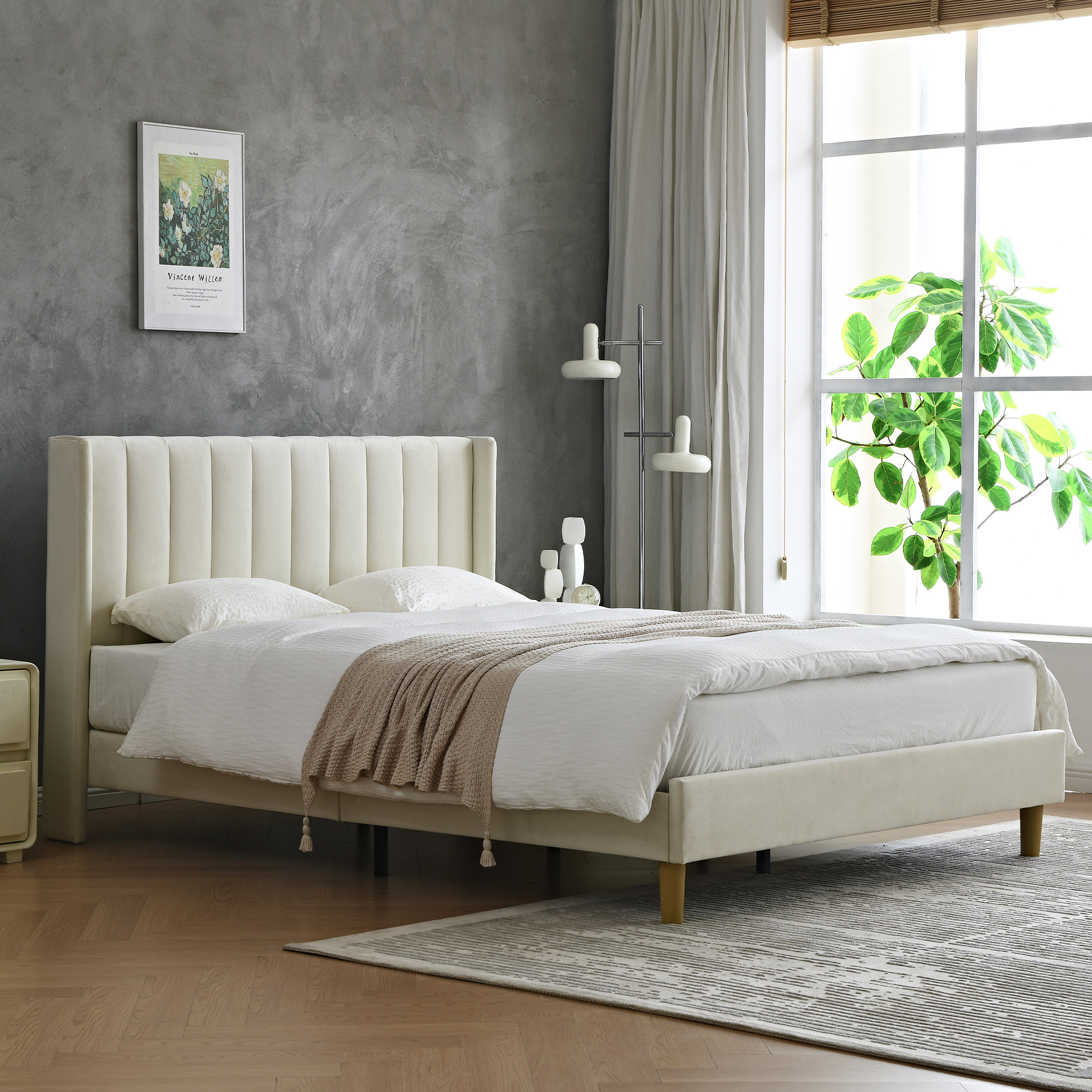 Ebern Designs Torrick Upholstered Wingback Bed & Reviews - Wayfair Canada