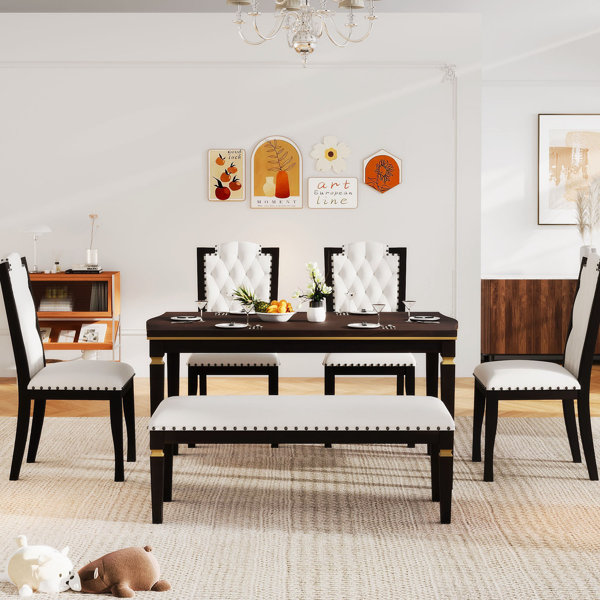 Alcott Hill® Dining Set with Bench Dining Table with Bench Farmhouse ...