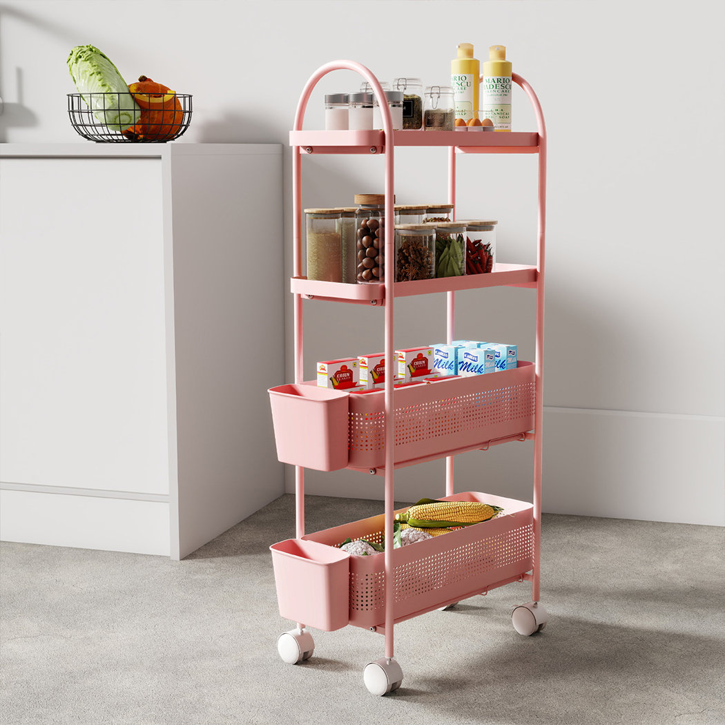 Norden Home 4 Tier Kitchen Storage Trolley Cart on Wheels for Narrow ...