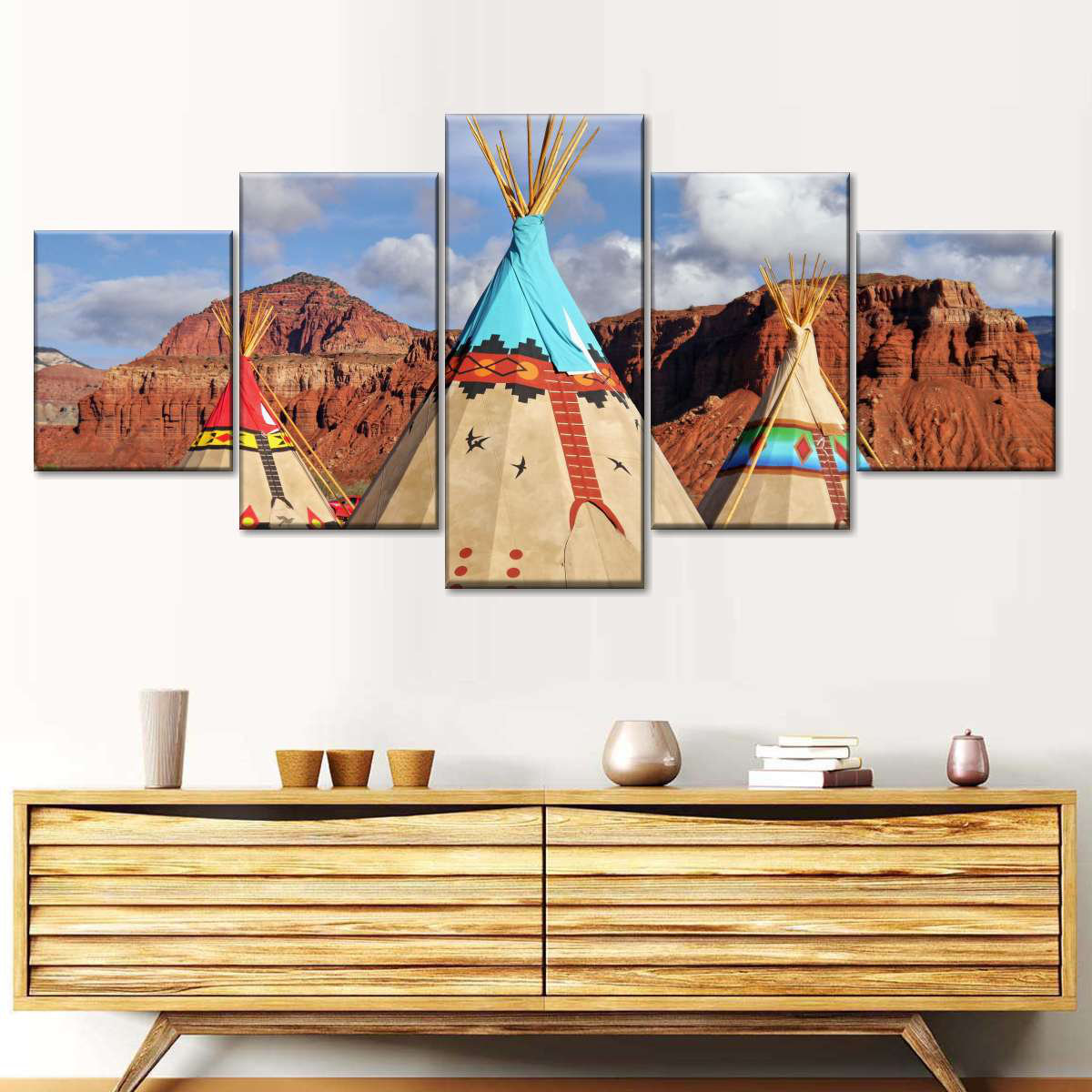 Union Rustic Native American Plains - 5 Piece Wrapped Canvas Set | Wayfair