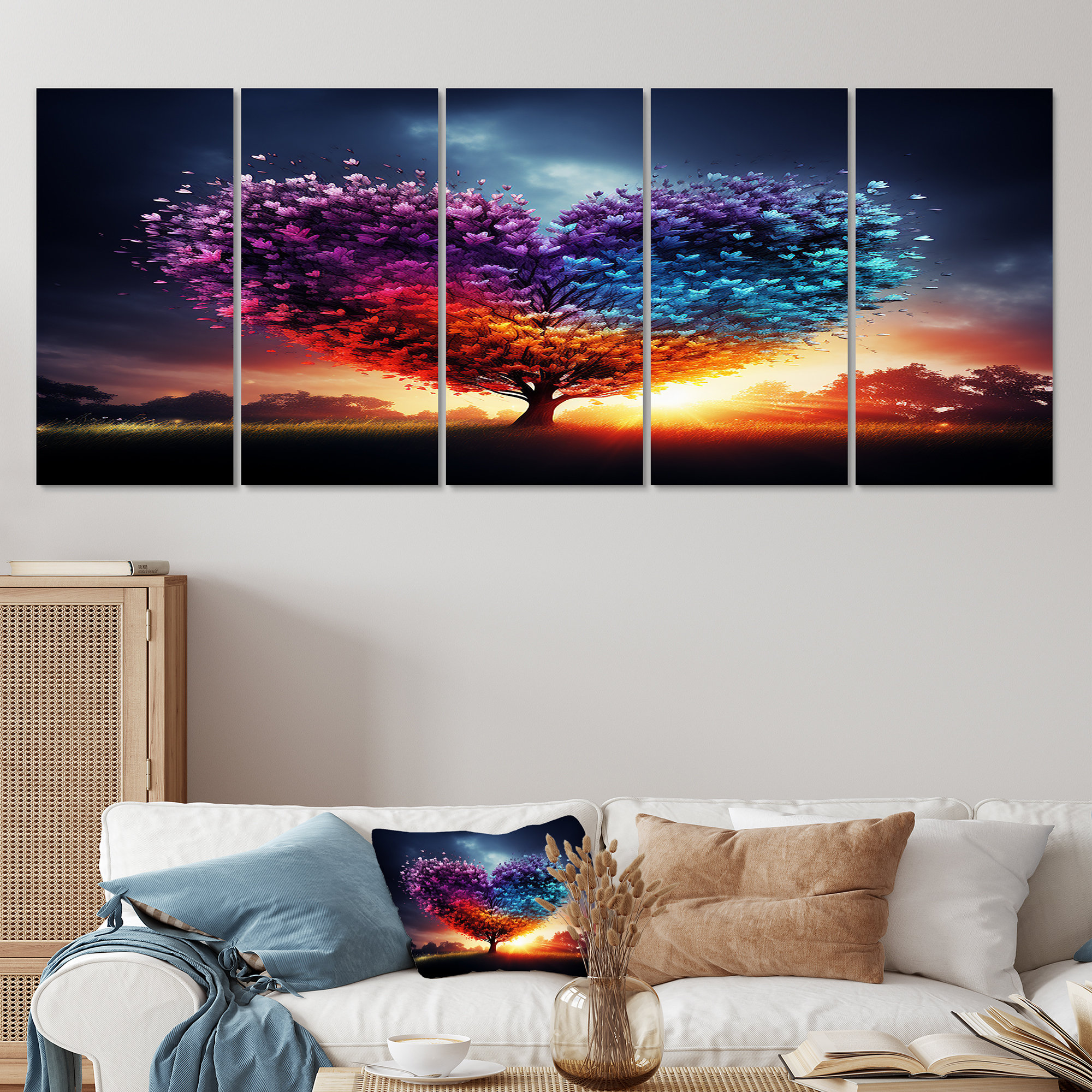 Latitude Run® Blossoming Tree Heart Glorious Sunset - Tree Wall Art ...