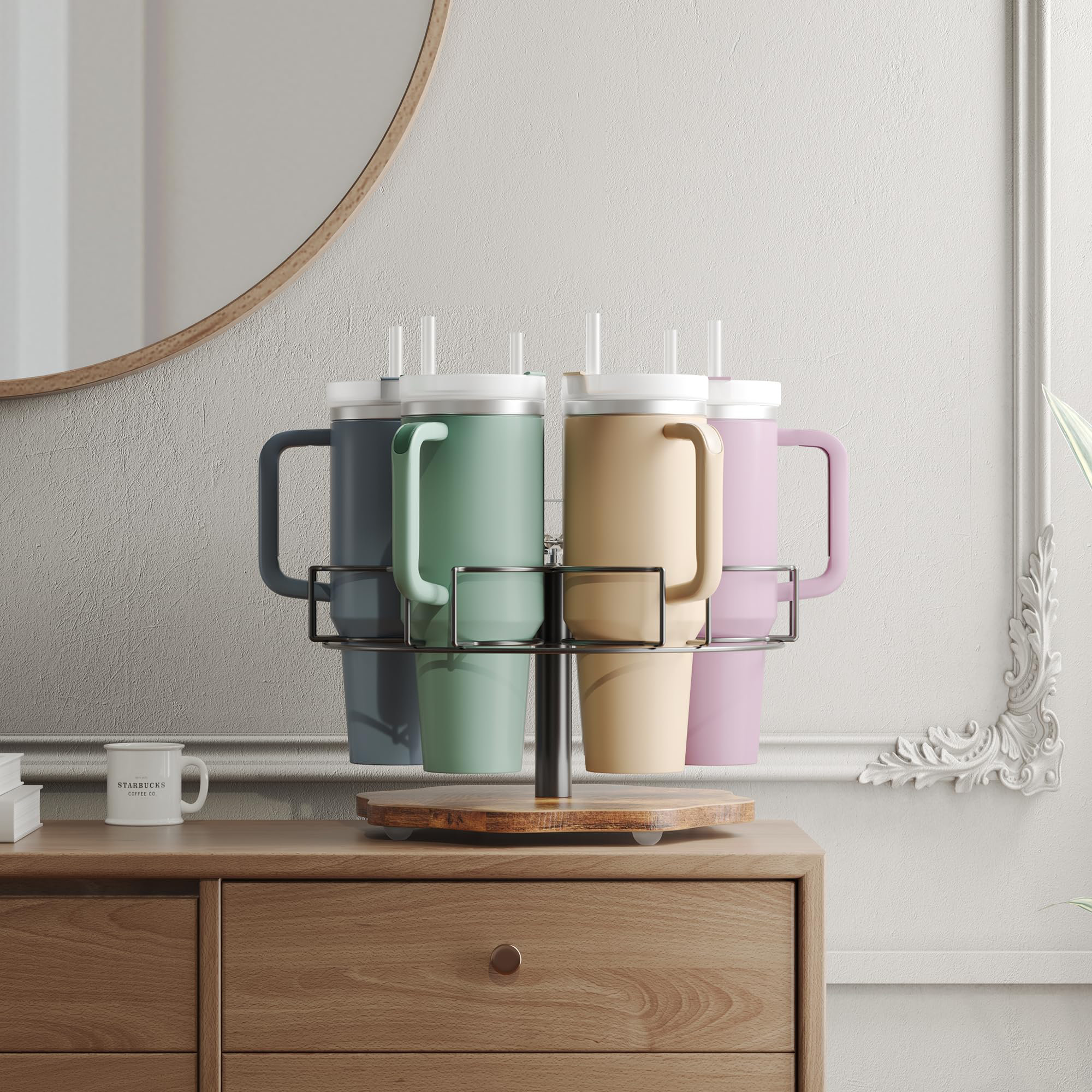 Latitude Run® Cup Organizer Rotatable Tumbler Organizer 6 Slot ...