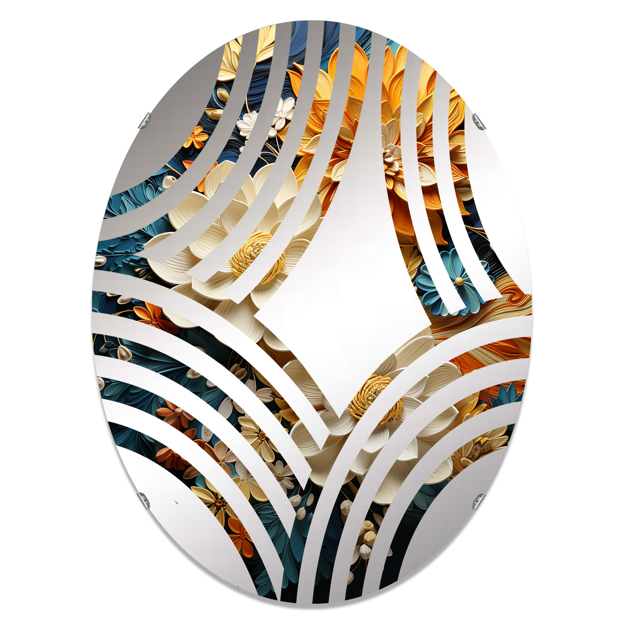 Design Art Orange Teal Botanical Whirlwind II - Baptist Fan Decorative ...