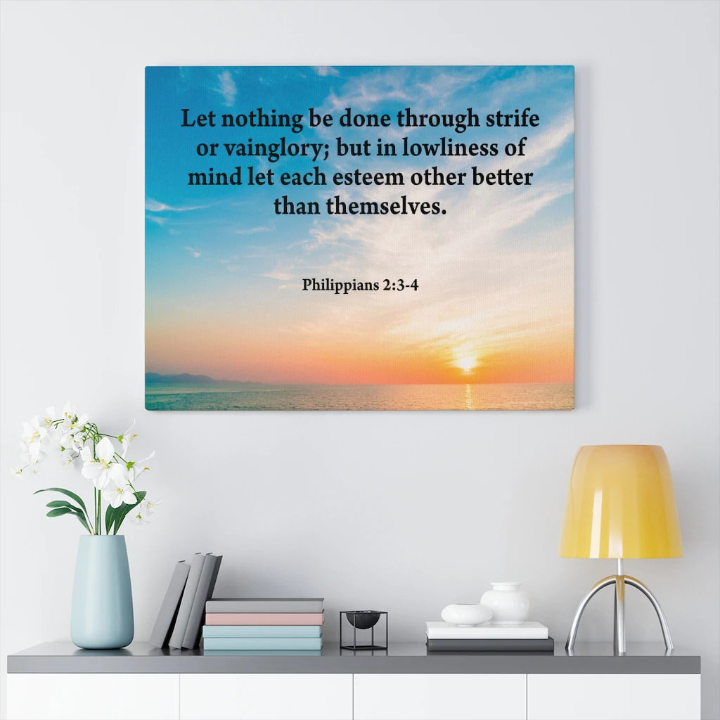 Trinx Scripture Canvas Let Nothing Be Done Philippians 2:3-4 Christian ...