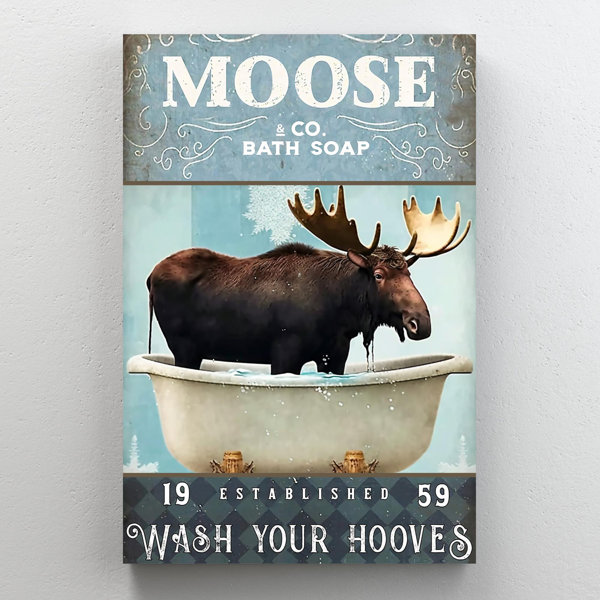 Trinx Moose Bath Soap 2 - 1 Piece Rectangle Graphic Art " Moose Bath ...