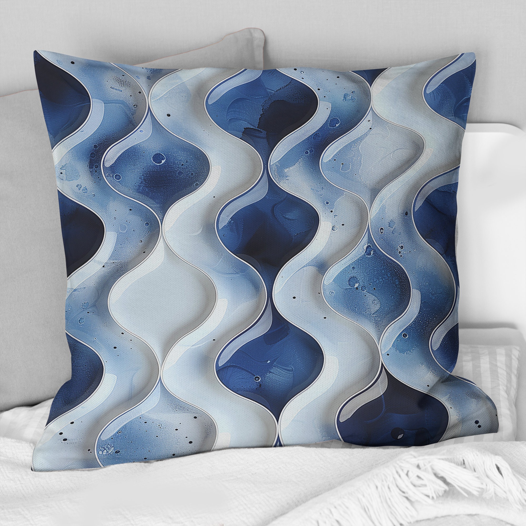 Design Art Blue Ogee Patterns III - Midcentury Throw Pillow | Wayfair
