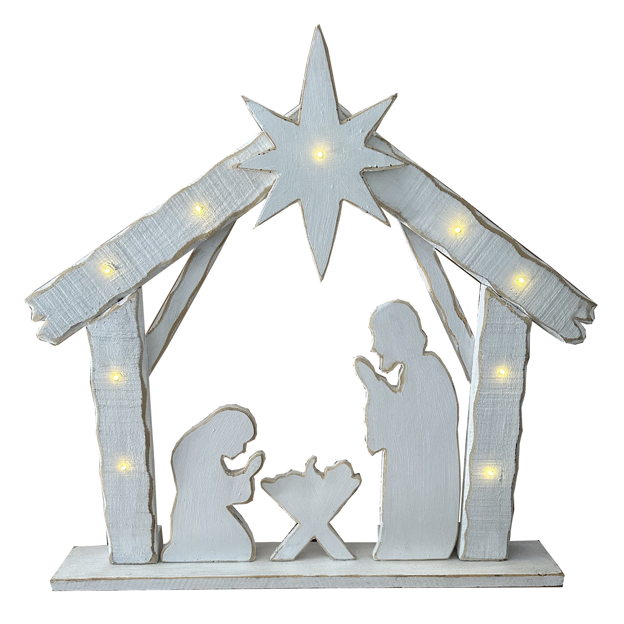 Hi-Line Gift Ltd. 30in Lighted Wooden Nativity Family with Timer ...