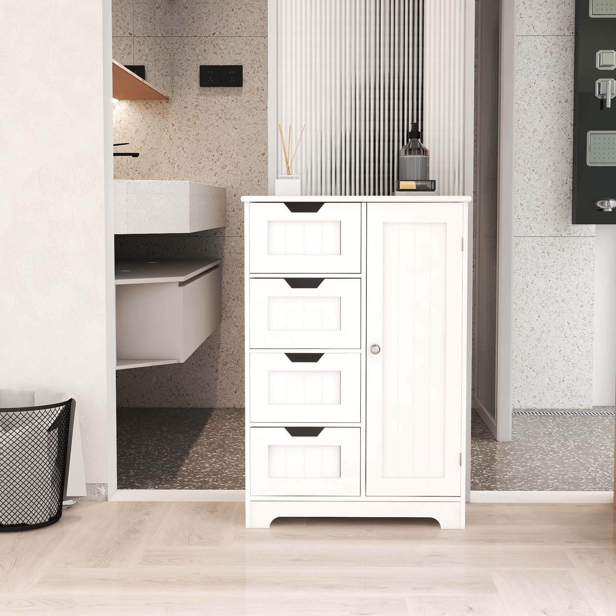 Winston Porter Freestanding Floor Storage Cabinet With Adjustable ...