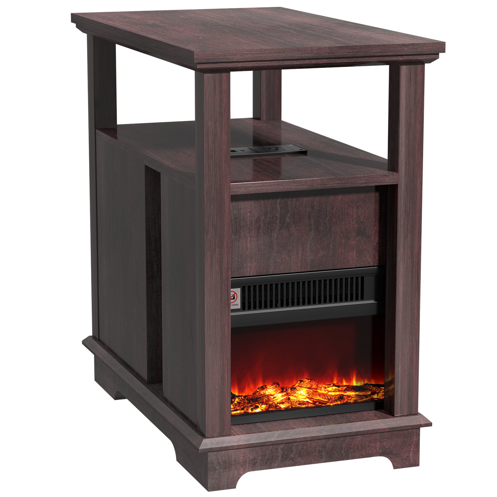 Wildon Home® Albaraa 23.6''Tall Electric Fireplace Heater End Table ...