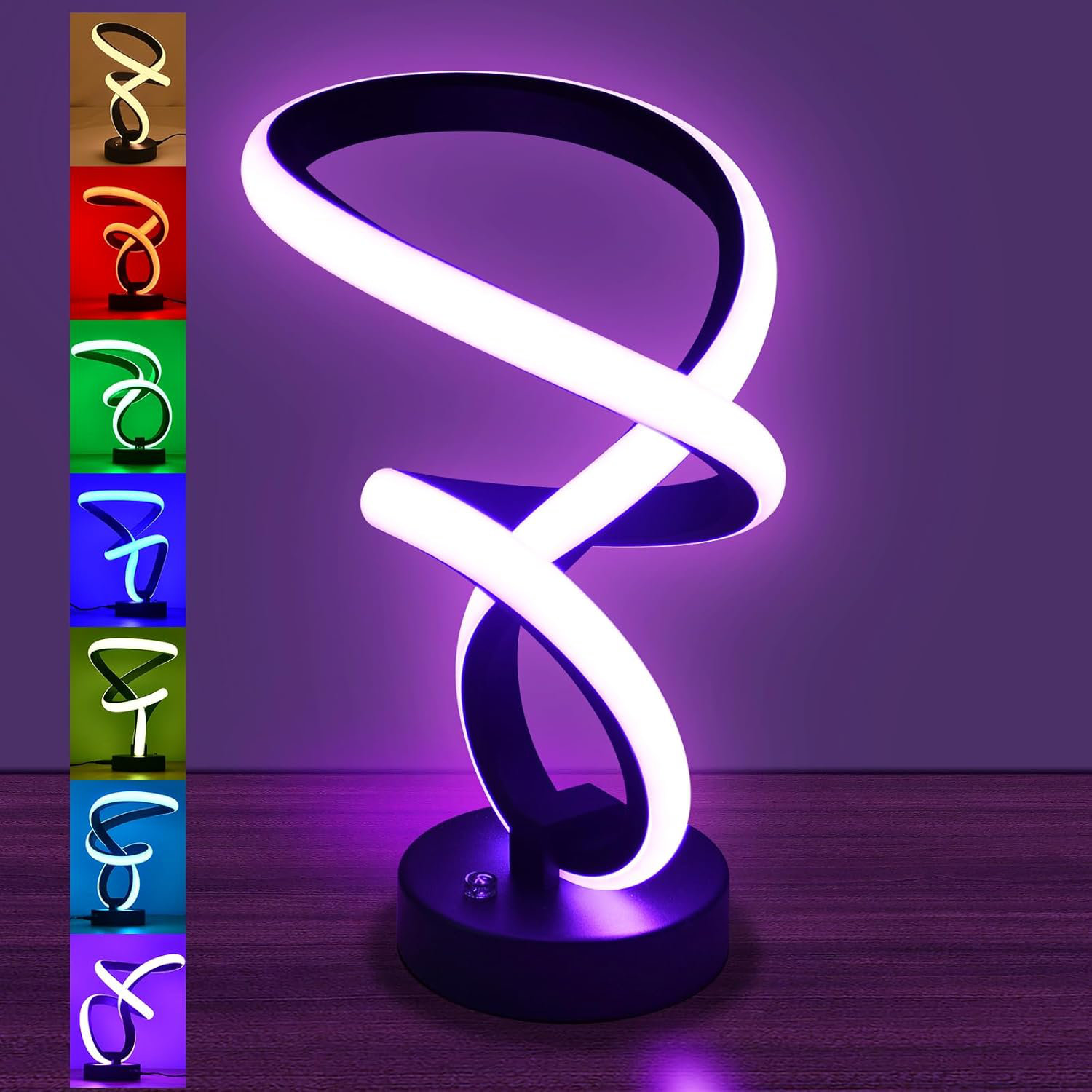 Ivy Bronx Modern Spiral Rgb Led Table Lamps, Dimmable Touch Control ...