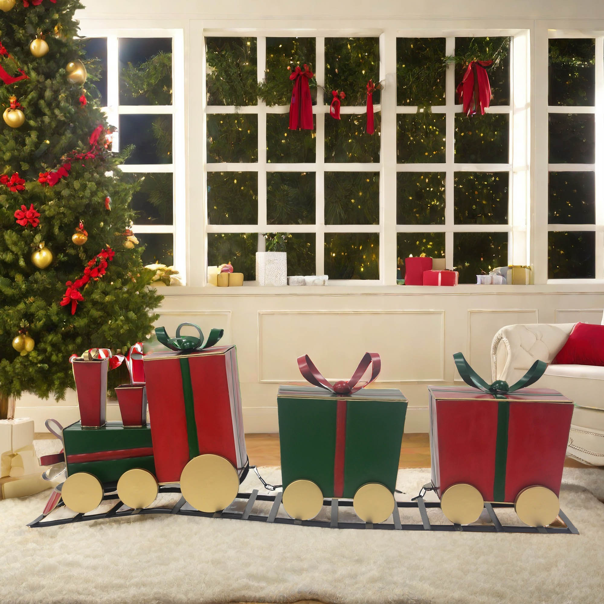 The Holiday Aisle® Iron Chirstmas Train Sets For Around The Tree ...