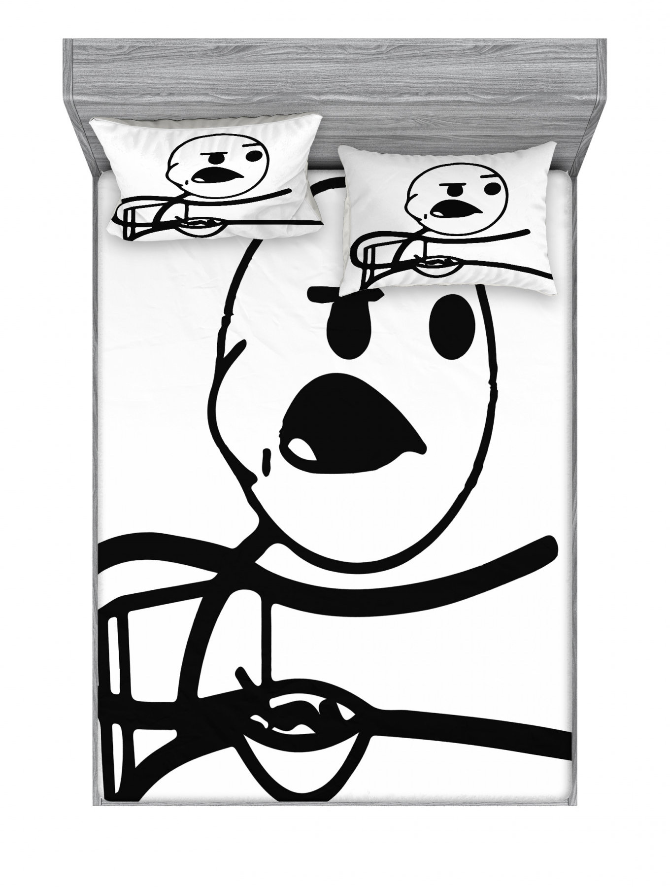 Ambesonne Funny Stick On The Table with Grumpy Forever Alone Facial ...