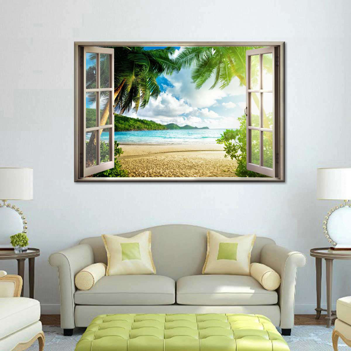 Elephant Stock Window To Lush Beach Canvas Print - Wayfair Canada