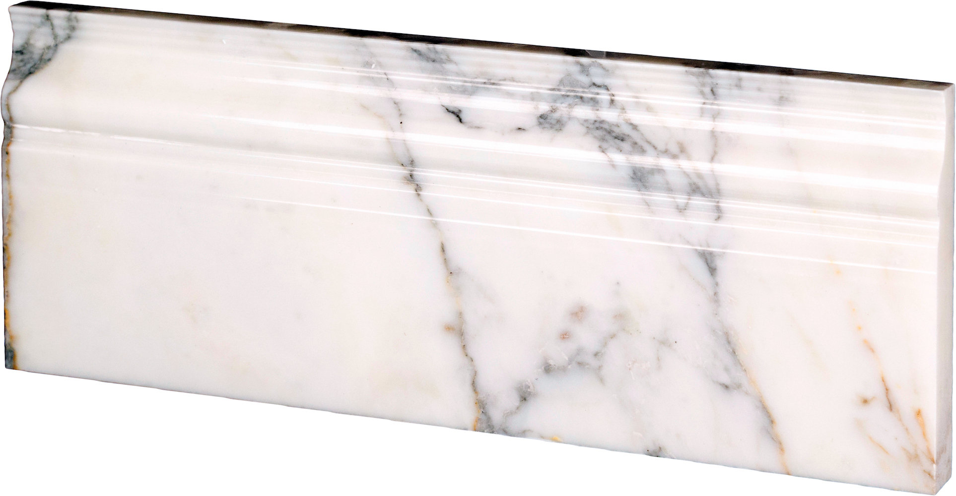 Belluno Designs Calacatta Gold 12" x 5" Marble Cove Base Tile Trim in ...