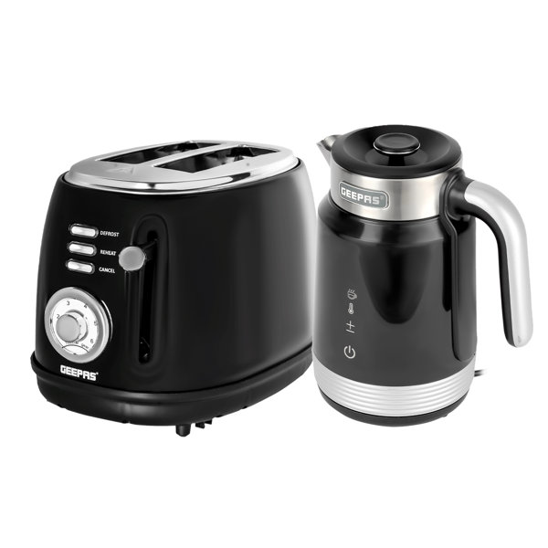 Geepas1.7L Smart Stainless-Steel Kettle & 2 Slice Bread Toaster Combo ...