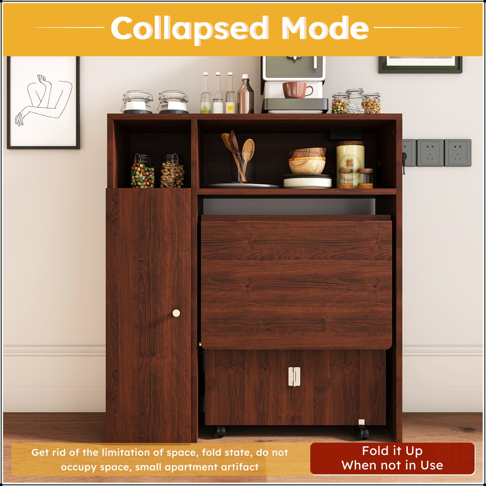 Ebern Designs Multifunctional Folding Dining Table With Wall-Mounted ...