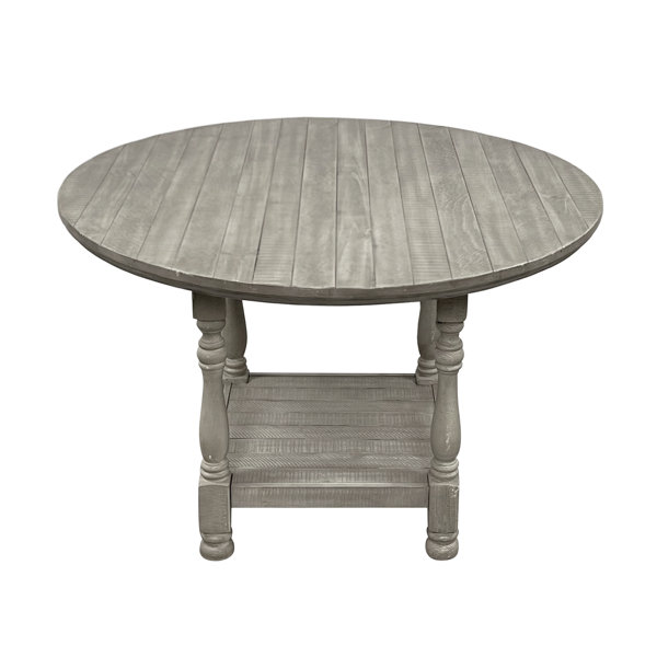 Ophelia & Co. Round Wooden Counter Height Table With 1 Shelf In Light ...