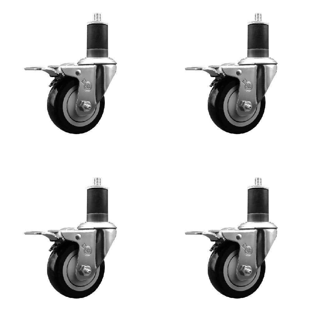 Service Caster Poly Swivel 1-5/8 Inch Expanding Stem Caster Set Total ...