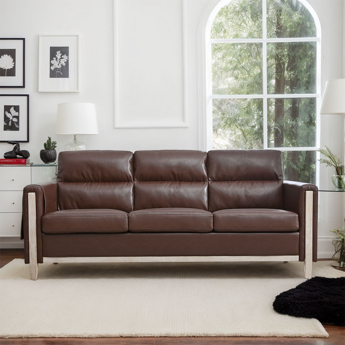 Ebern Designs Sofa Solid Wood Upholstered Spacious 3 Seat Design | Wayfair