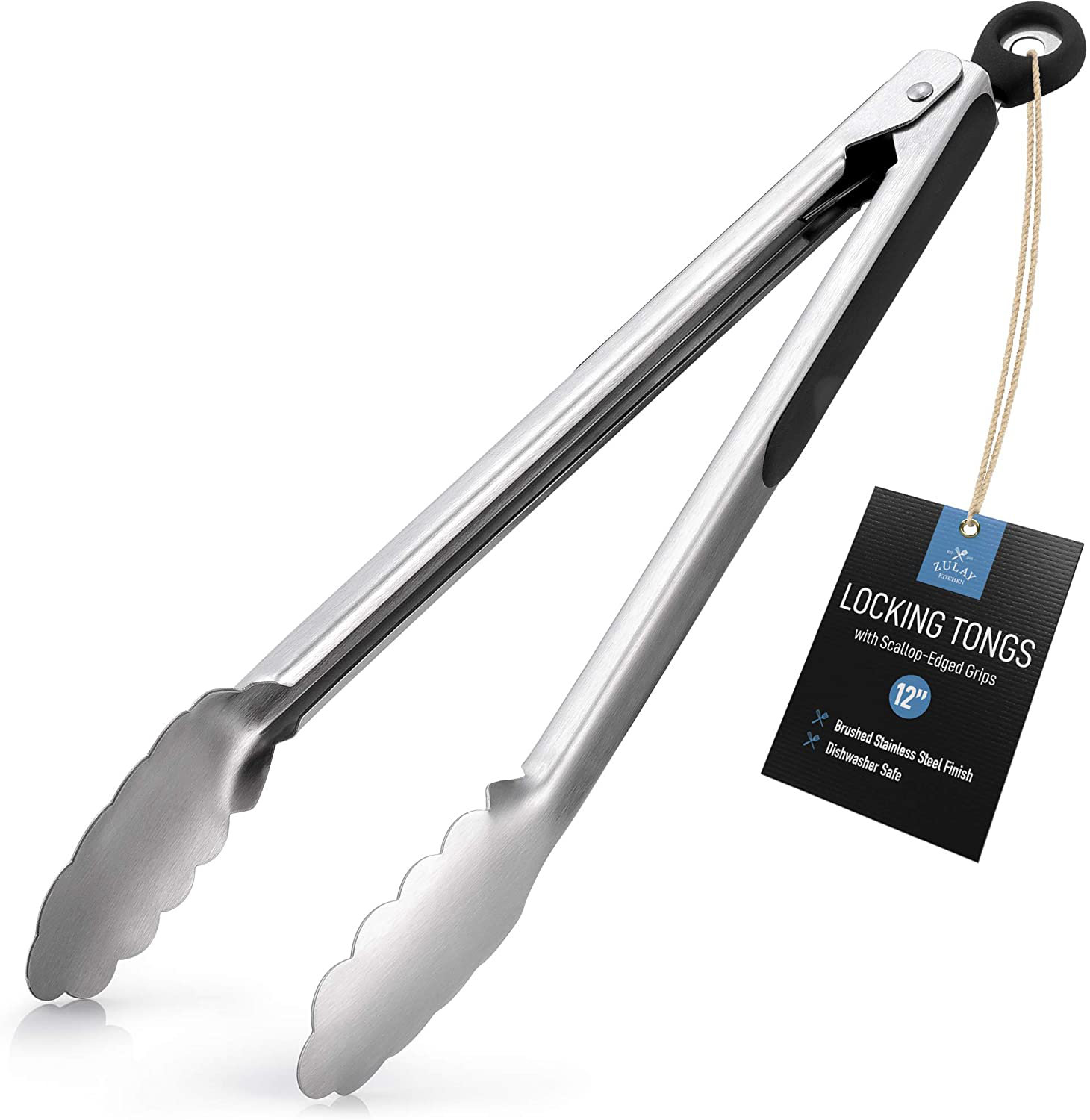 Zulay Kitchen Zulay Stainless Steel Tongs For Cooking - Scallop Head ...