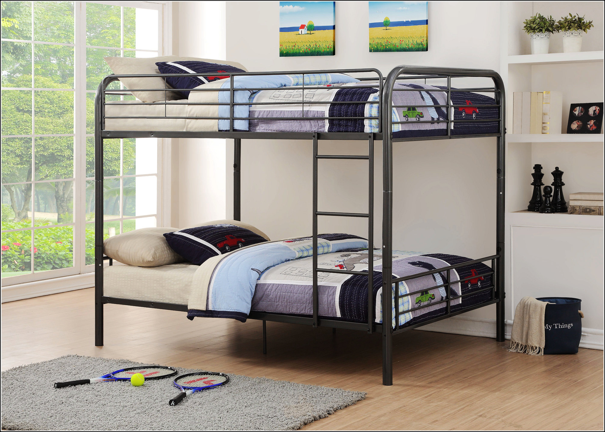 Isabelle & Max™ Gunmetal Finish Full/Full Bunk Bed | Wayfair