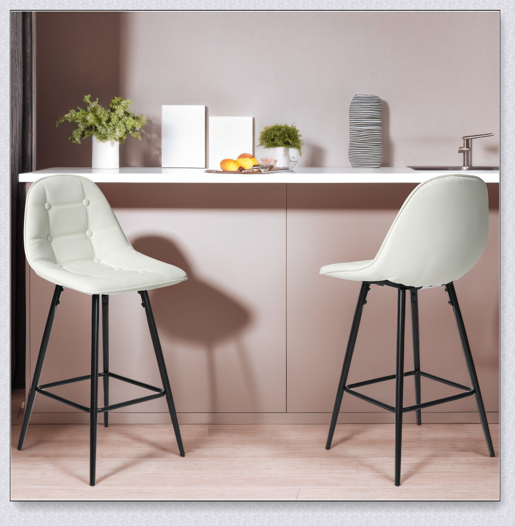 George Oliver Counter Stools,Set Of 2 Bar Stools With Back And Footrest ...