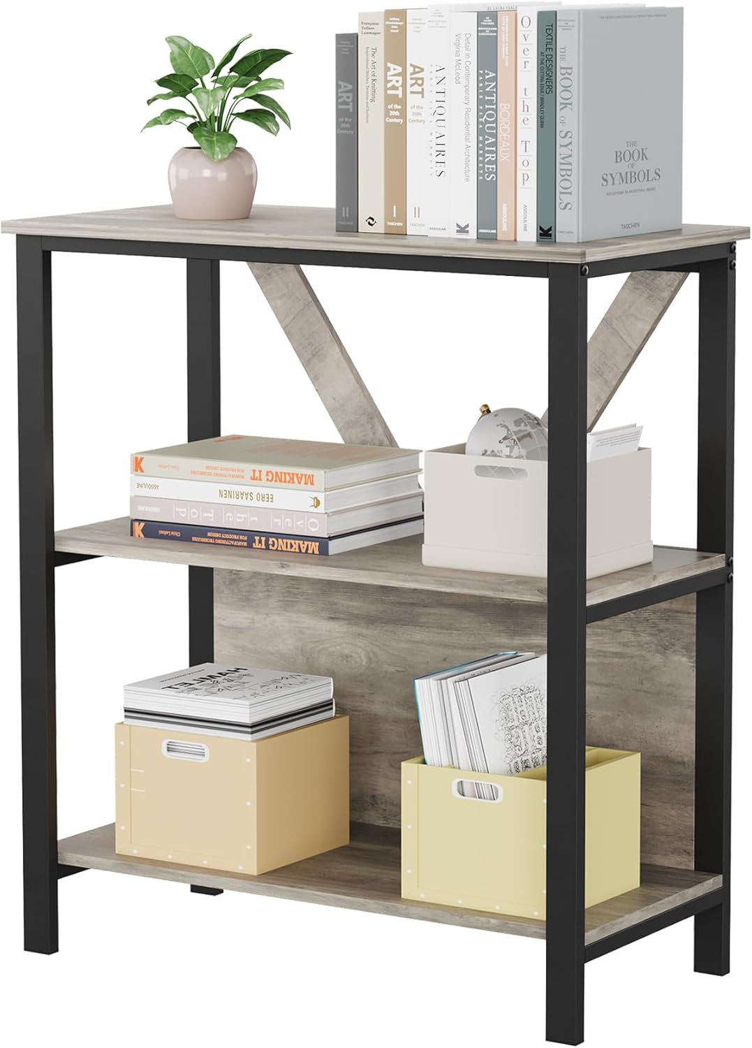 17 Stories Smart LED Bookshelf - Wood & Metal Storage Organizer with ...