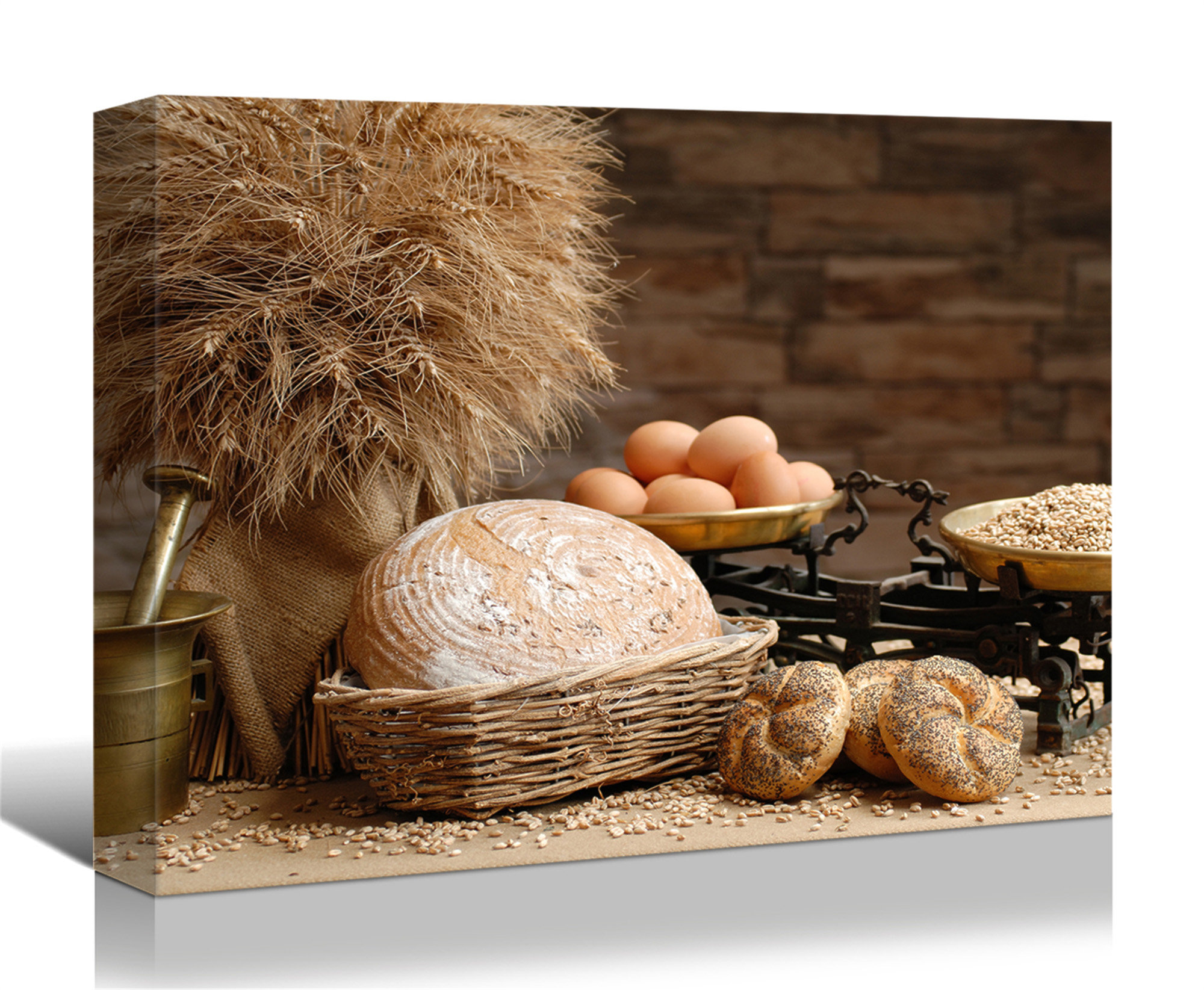 Latitude Run® Framed Canvas Wall Art Decor Bread Painting, Still Life ...