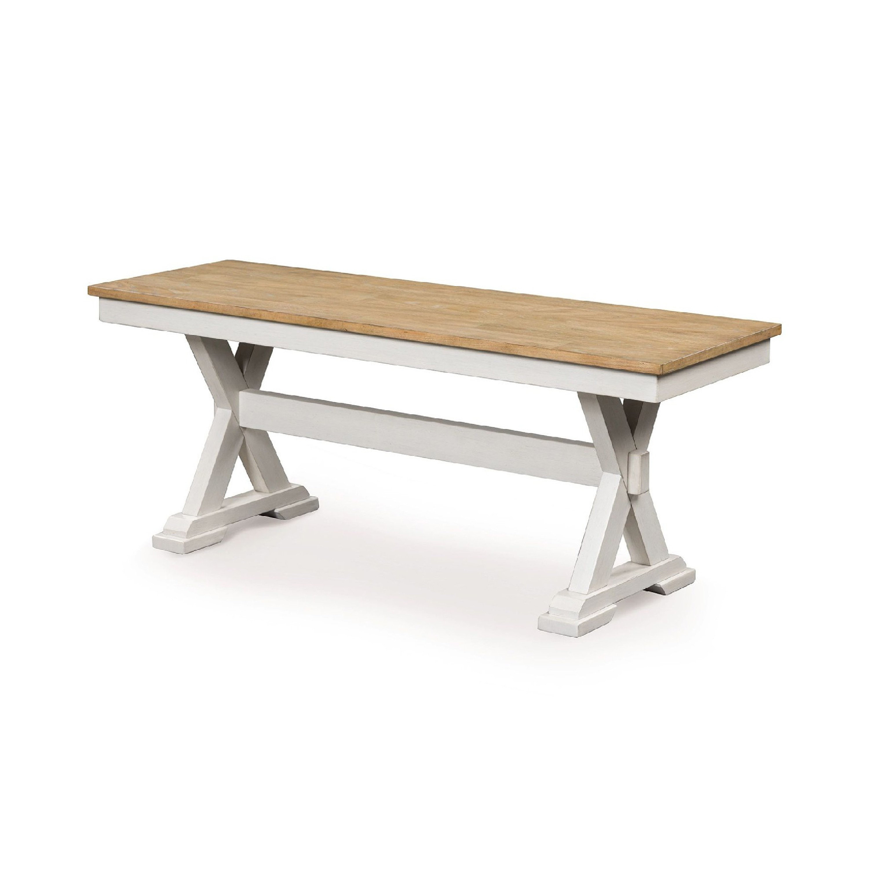 Benjara Pury Dining Bench, 48 Inch Light Brown Plank Seat, Antique ...