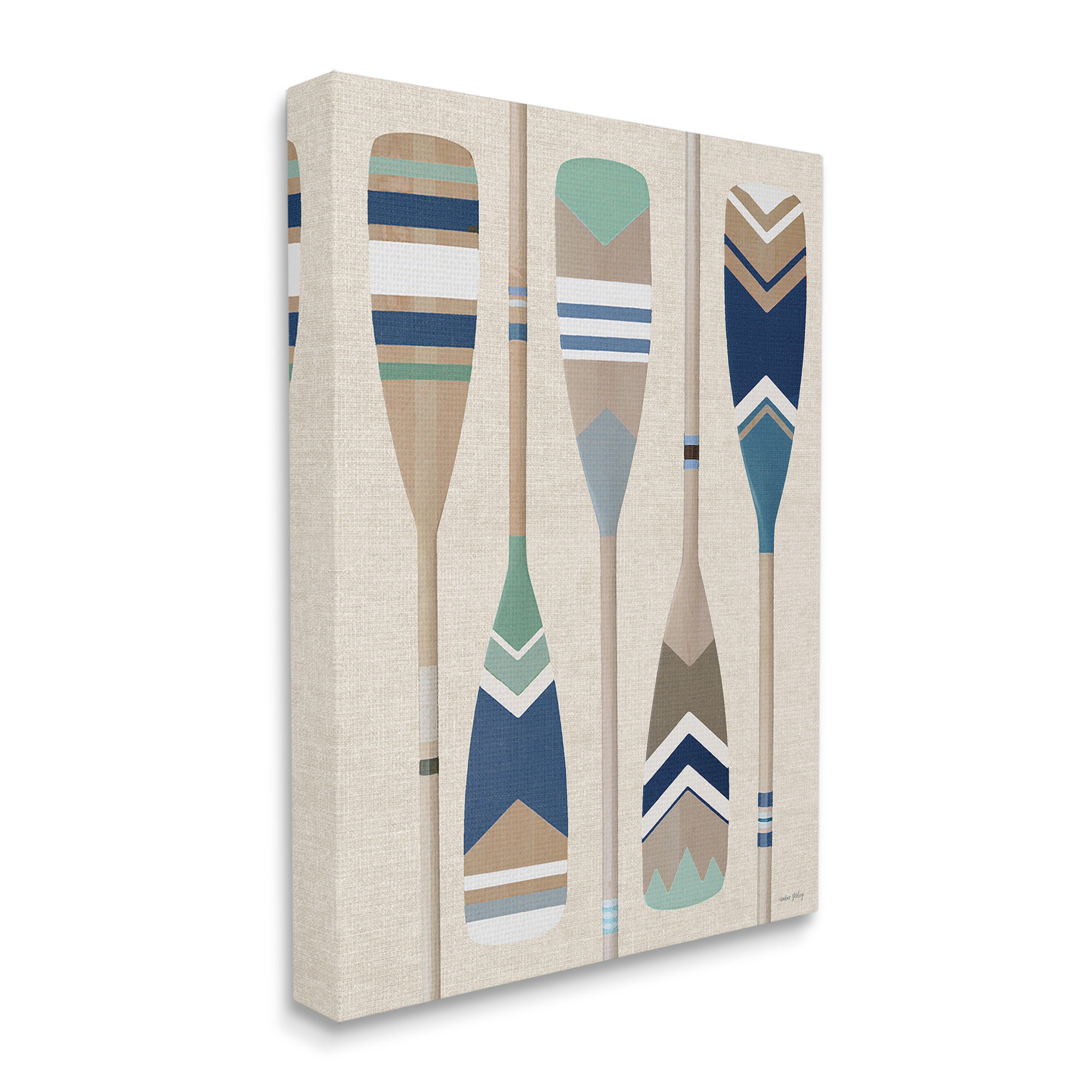 Breakwater Bay " Striped Boating Oars Wrapped Canvas " by Amber ...