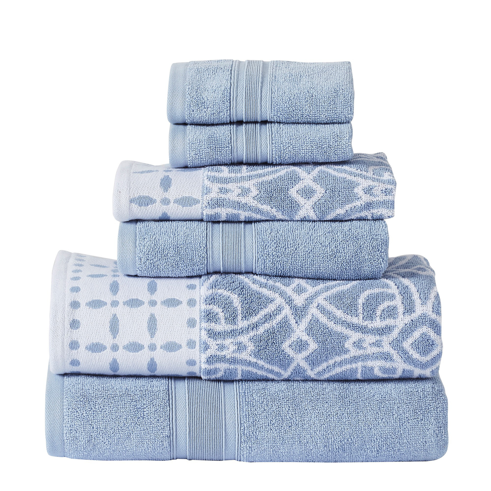 Modern Threads 6 Piece Set, 2 Bath Towels, 2 Hand Towels, 2 Washcloths ...