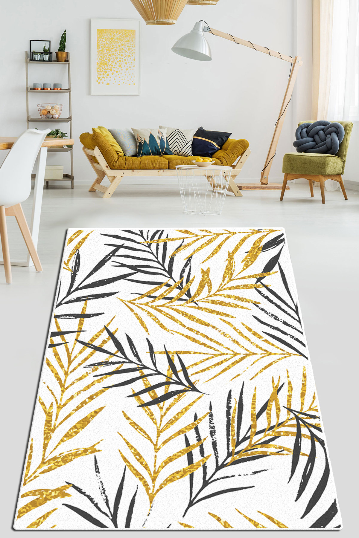 17 Stories Tomalin Acacia Ekru Shaggy Yellow/Black/White Rug | Wayfair ...