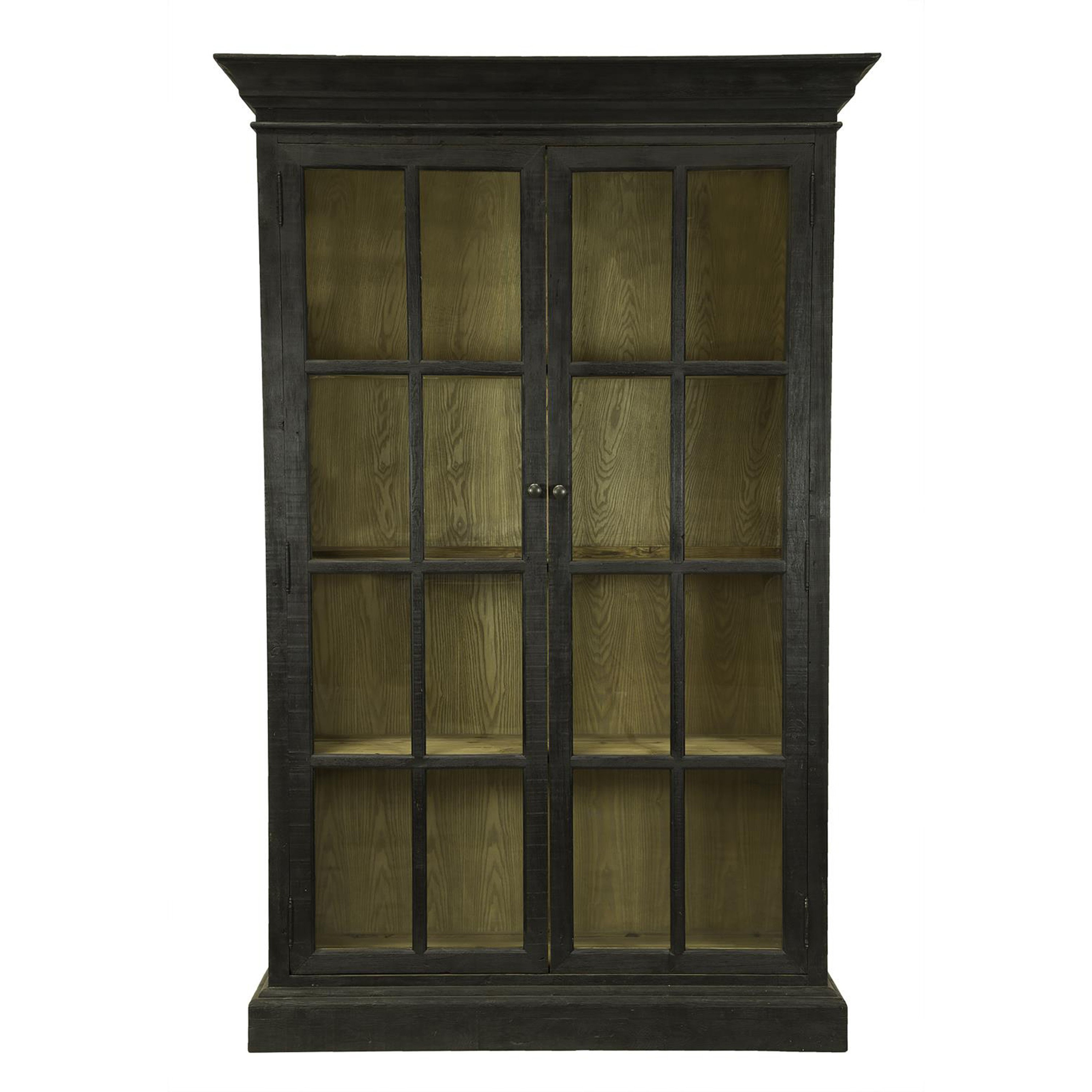 Benjara Geny Library Bookcase Cabinet, 2 Glass Door, 3 Shelves, 59 Inch ...