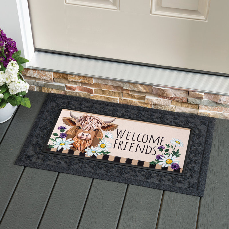 Loon Peak® Highland Cow Welcome Friends Sassafras Switch Mat | Wayfair