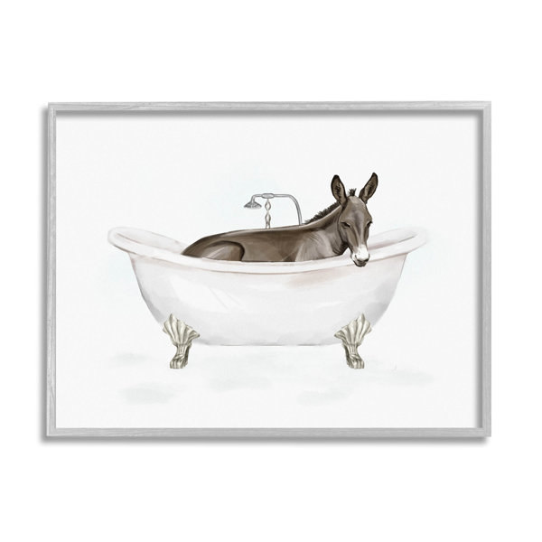Stupell Industries " Donkey Bathroom Tub Animal " by Ziwei Li | Wayfair