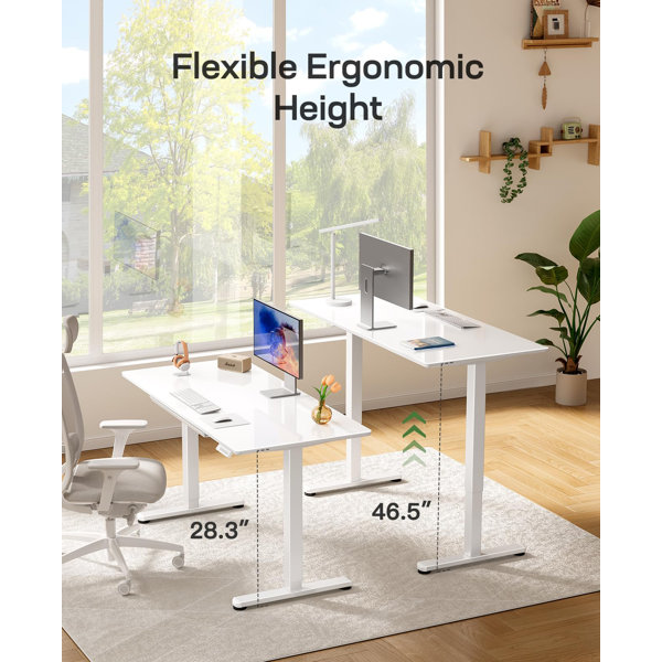 Latitude Run® Glass Standing Desk with Writable Surface and Built-In ...