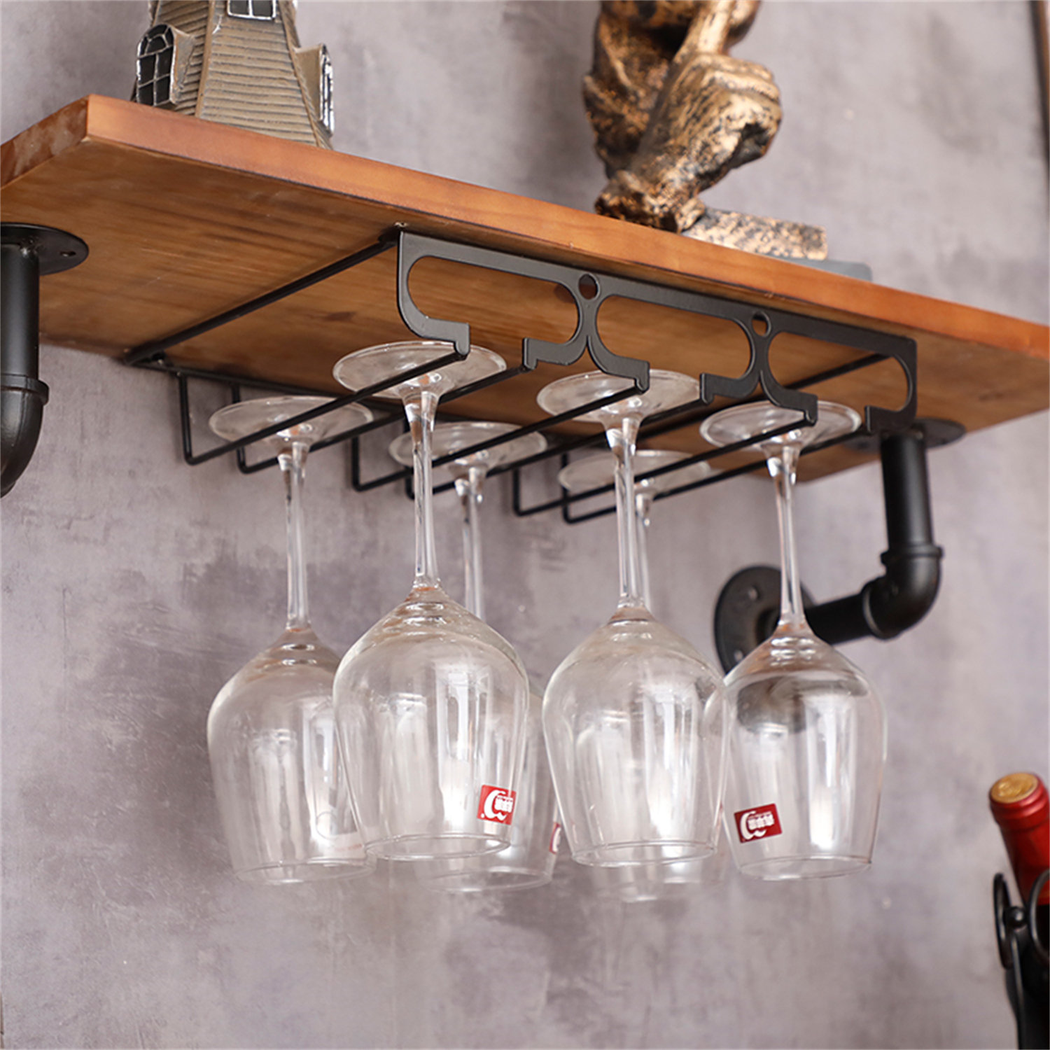 Prep & Savour Dorinel Hanging Wine Glass Rack Black | Wayfair