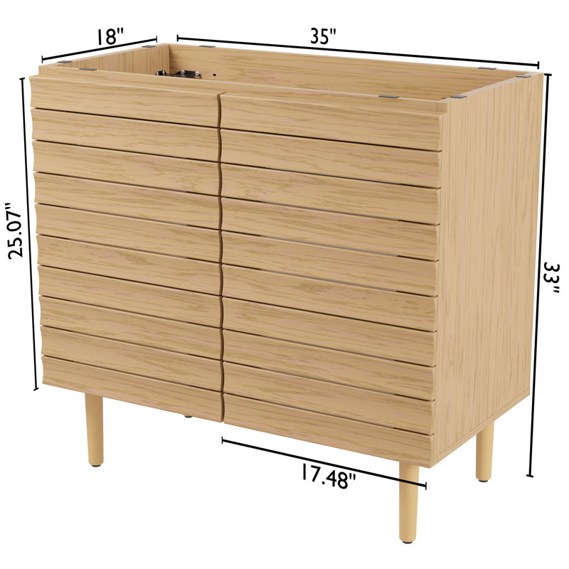 Jonathan Y Aubert 36" Slat Modern Farmhouse 2-Shelf Bath Vanity Cabinet ...