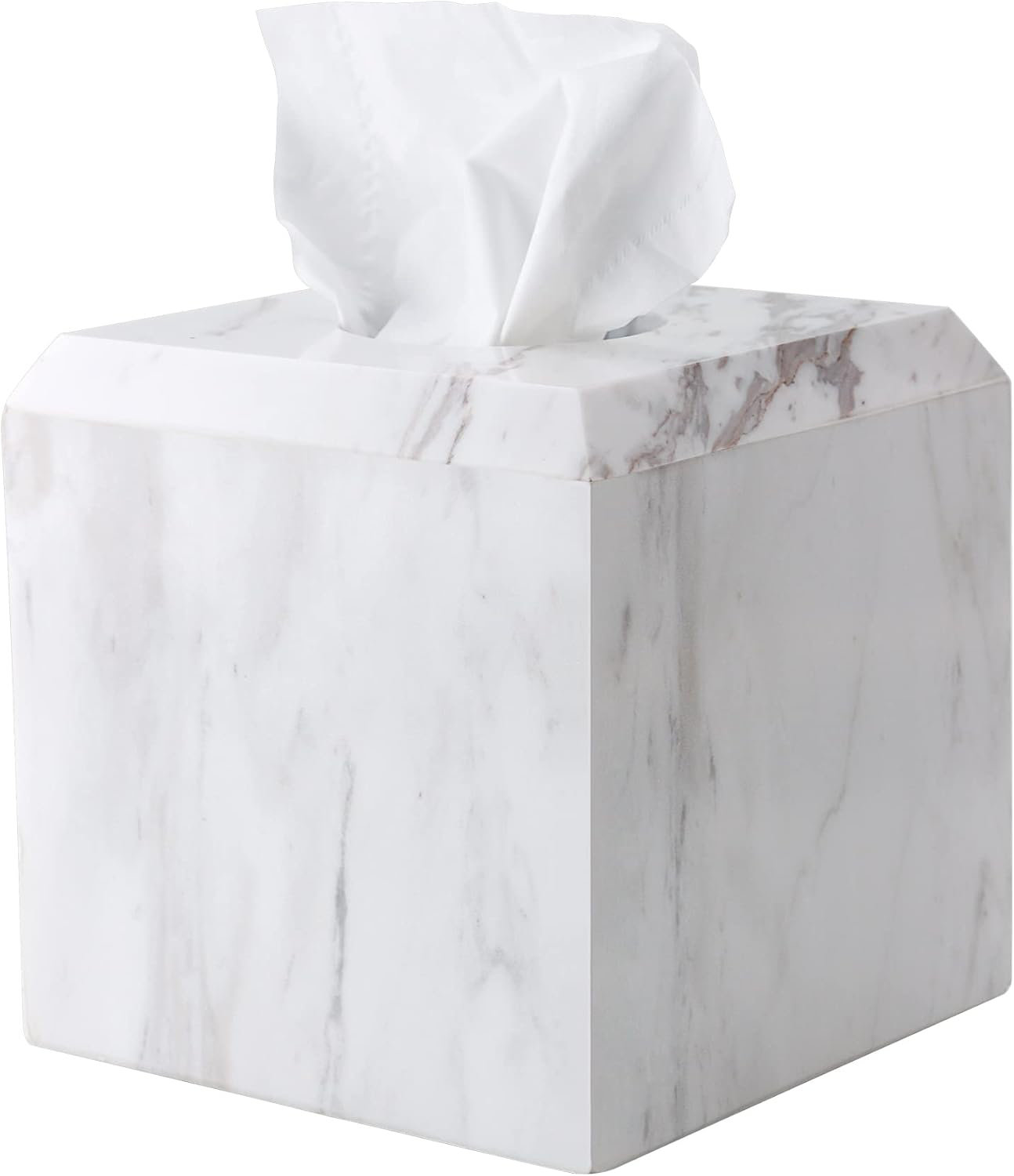 Orren Ellis Tissue Box Cover Italy Natural Marble Heavy Duty Square ...