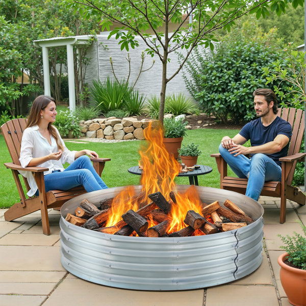 Williston Forge Multiple Sizes Silver Round Galvanized Steel Fire Pit ...